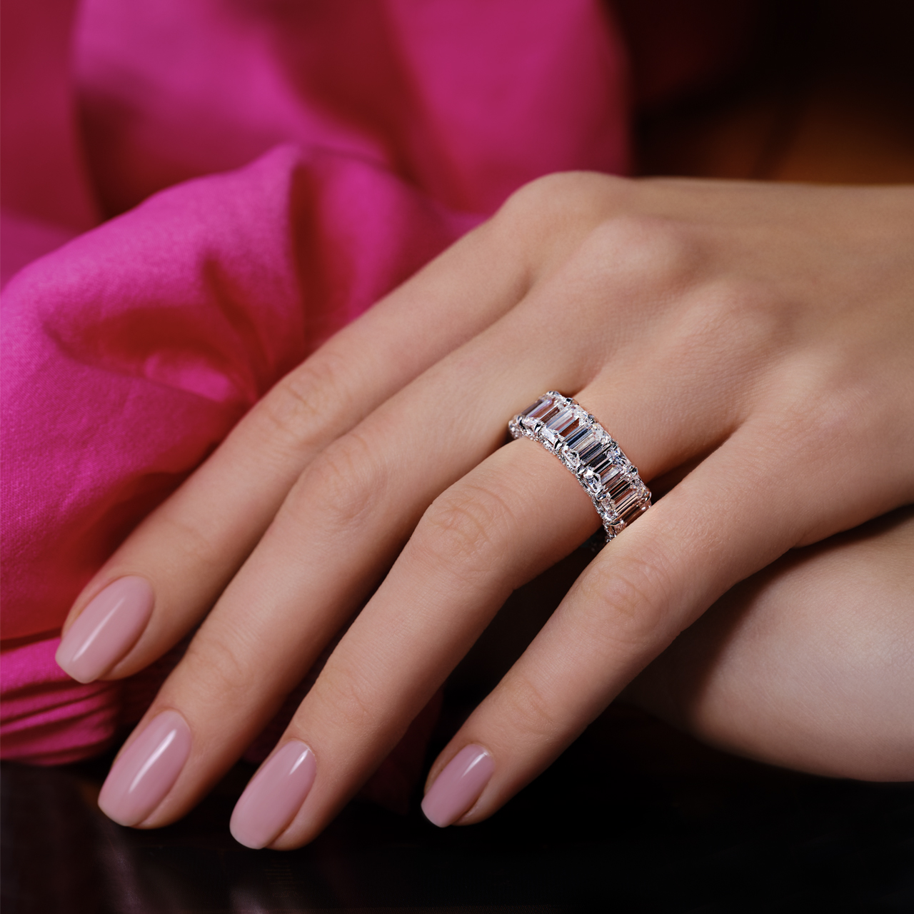 Emerald Cut Eternity Band - Lugano Diamonds