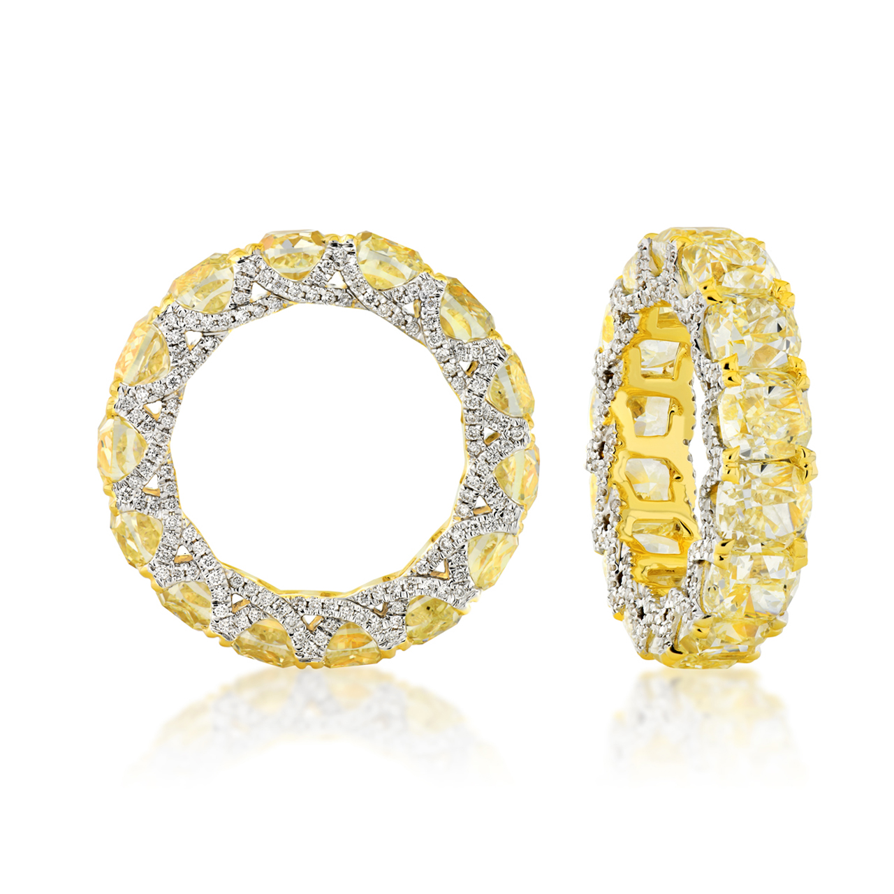 Yellow Cushion Diamond Eternity Band - Lugano Diamonds