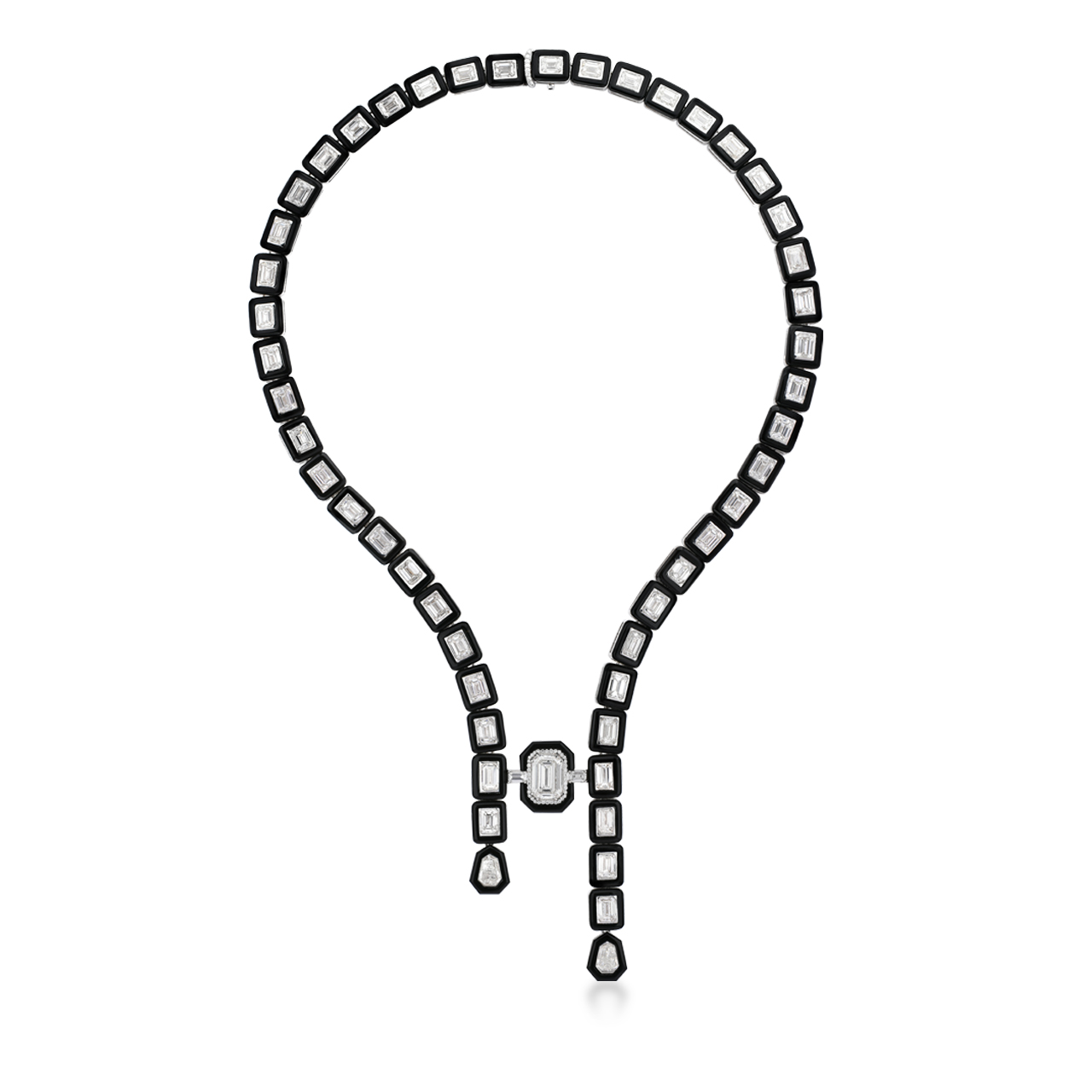 Emerald Cut Diamond & Jade Necklace - Lugano Diamonds