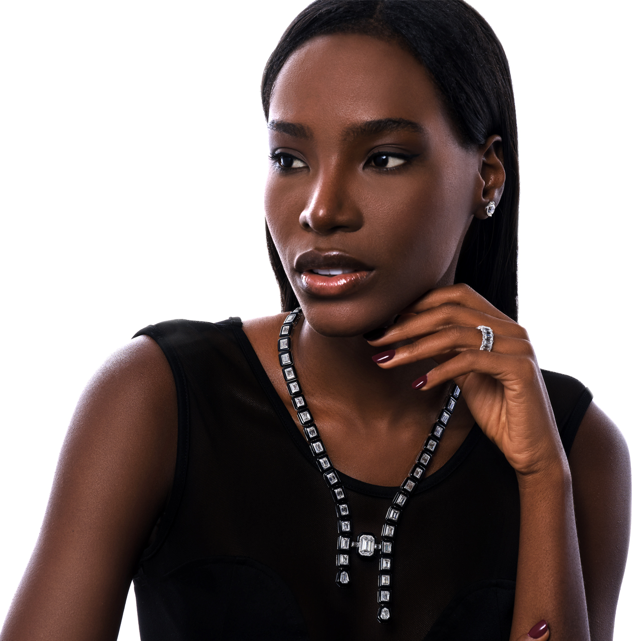 Emerald Cut Diamond & Jade Necklace - Lugano