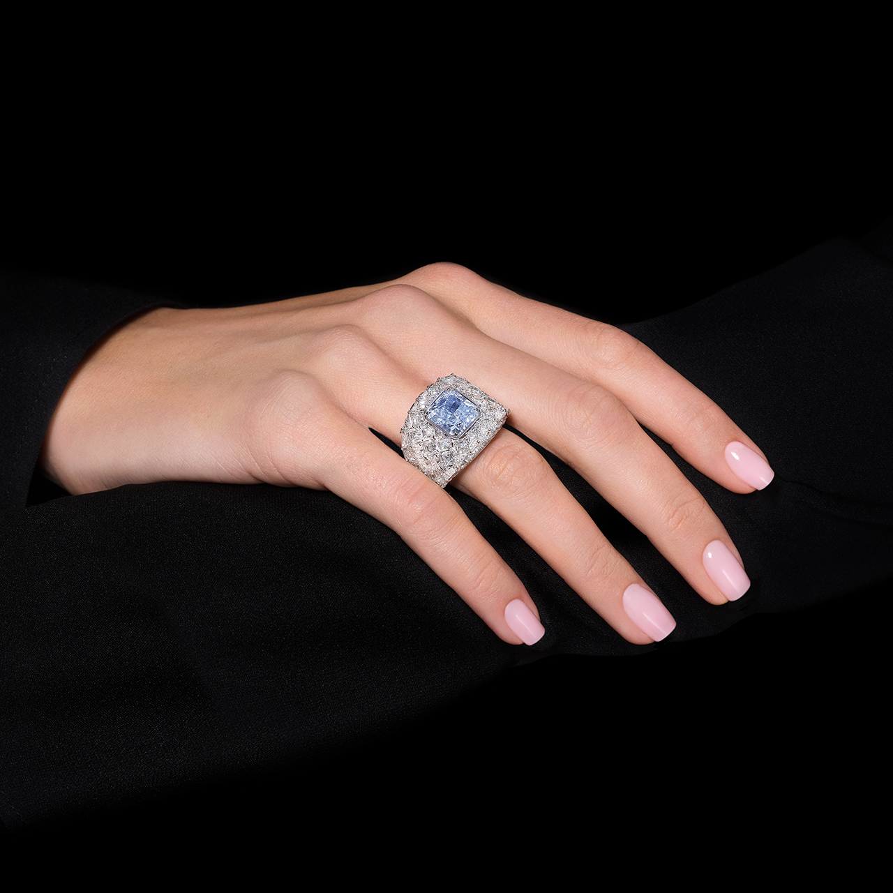 Radiant Cut Blue Diamond Ring - Lugano Diamonds